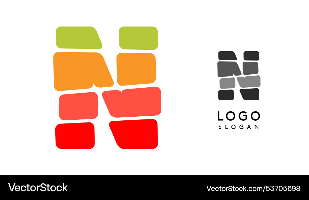 Bright colorful letter n layers blocks like Vector Image