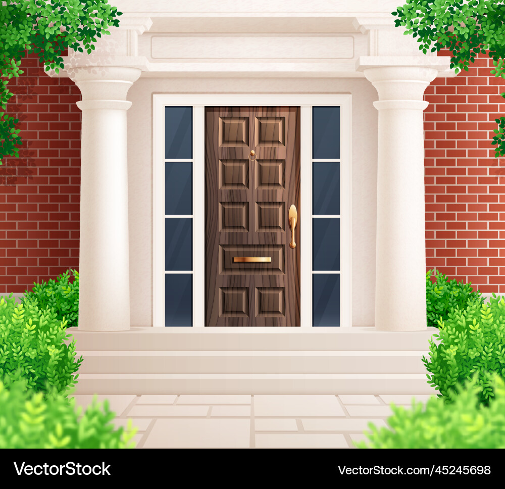 Classic house front composition Royalty Free Vector Image