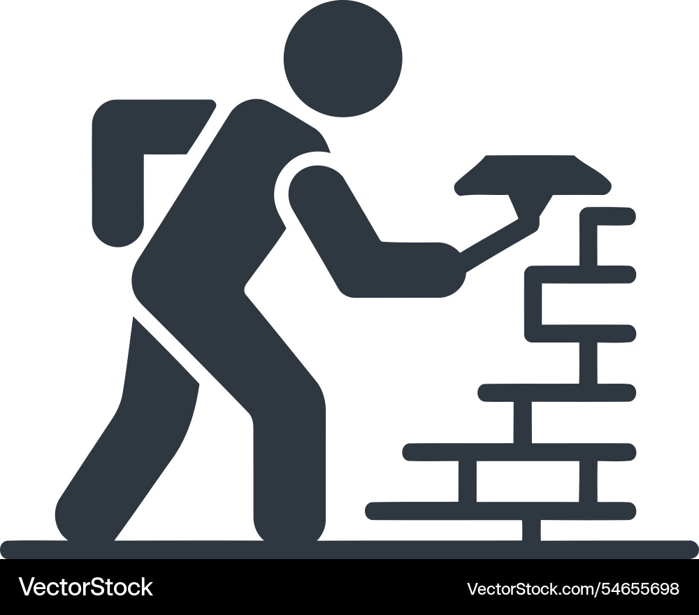 Construction work bricklaying icon Royalty Free Vector Image