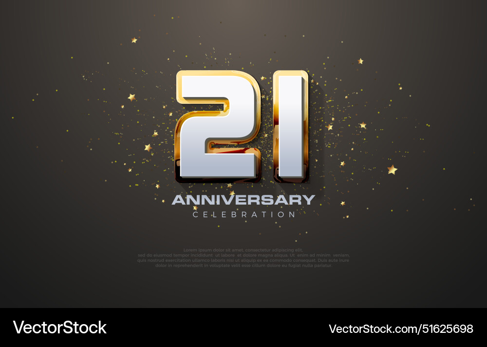Elegant 21st anniversary design with gold Vector Image