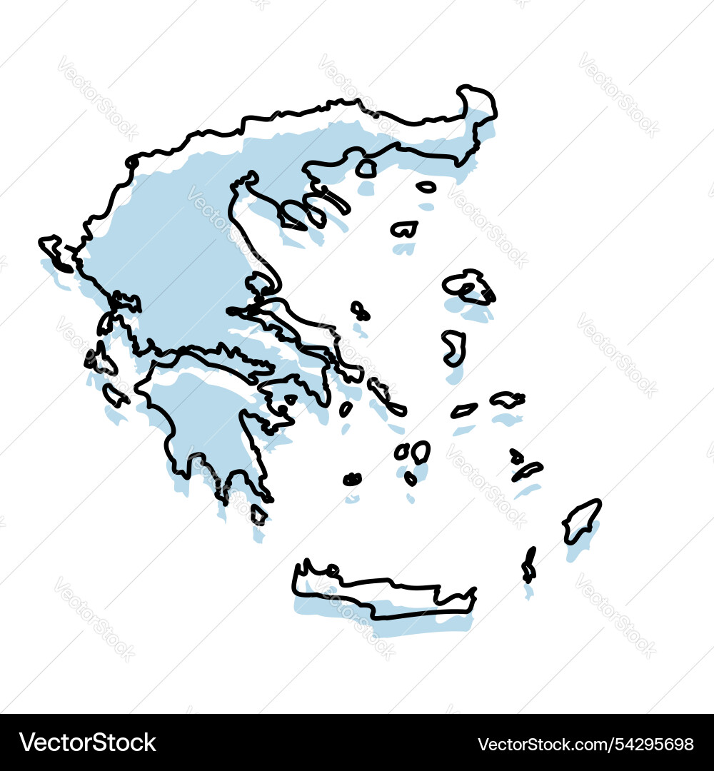 Greece map with body and outline isolated Vector Image