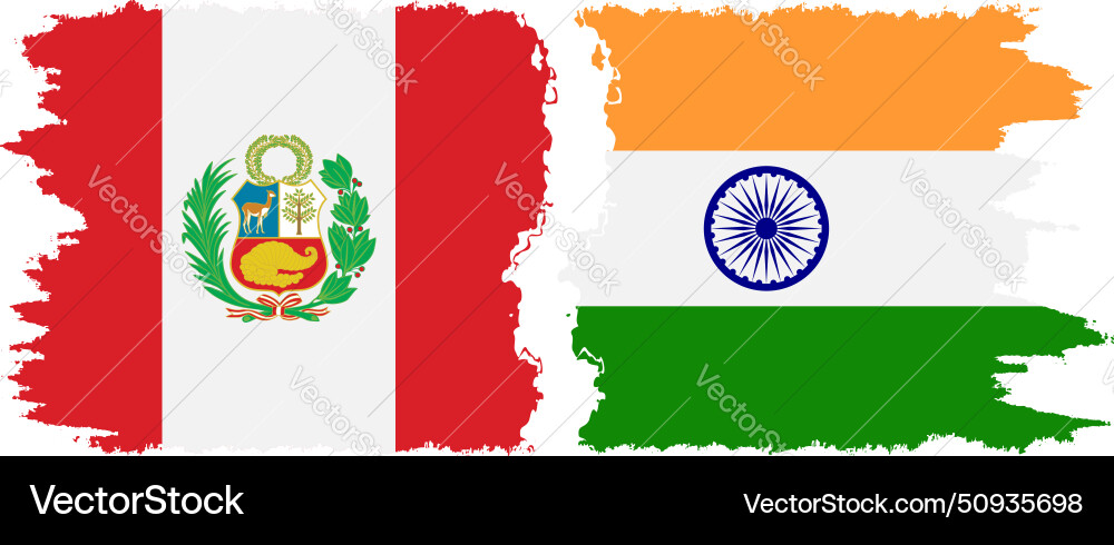 India and peru grunge flags connection Royalty Free Vector