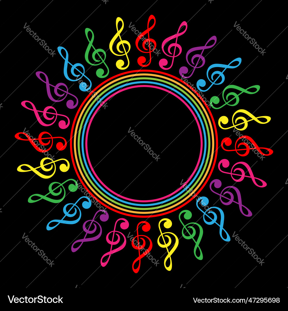 Round musical frame with treble keys Royalty Free Vector