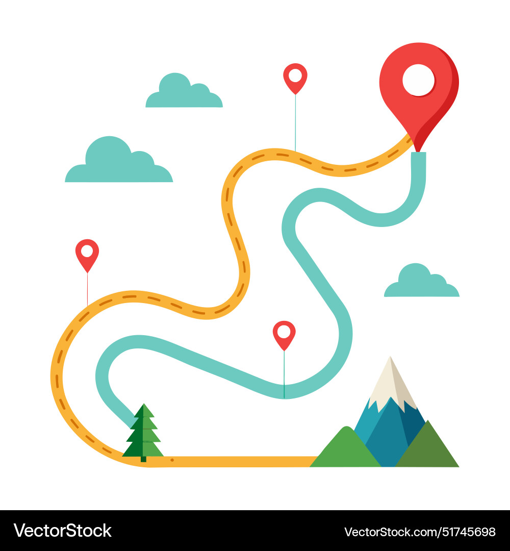 Route with location minimal flat on white Vector Image