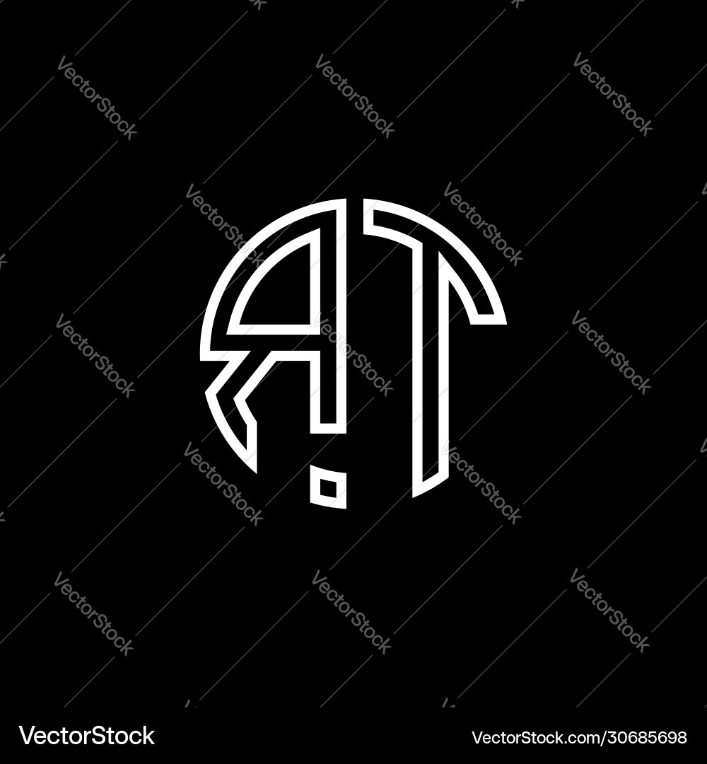 Rt monogram logo circle ribbon style outline Vector Image