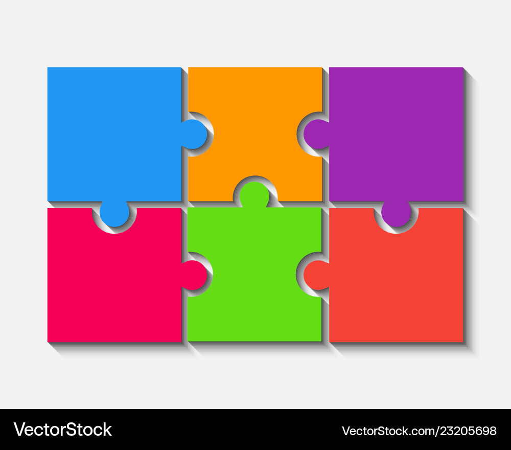 Six Piece Puzzle Vector Images (over 240)