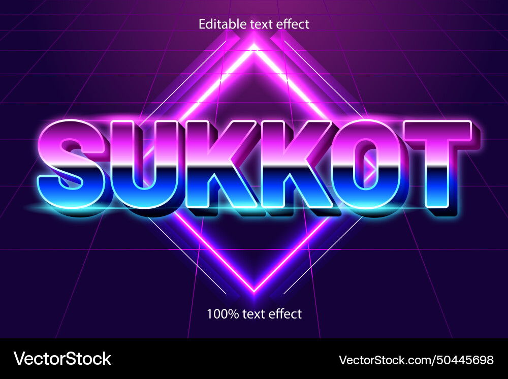 Sukkot editable text effect retro style Royalty Free Vector