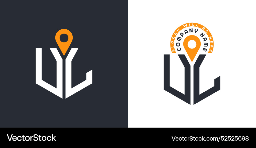Ul location logo bundle letter dual icons Vector Image