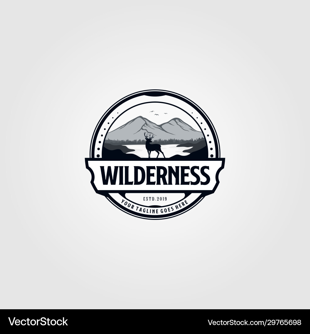 Wilderness adventure vintage logo Royalty Free Vector Image