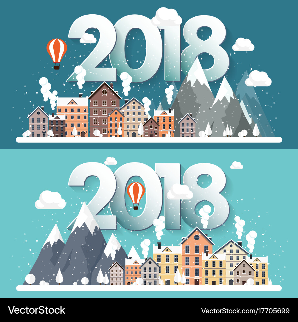 2018 winter urban landscape Royalty Free Vector Image