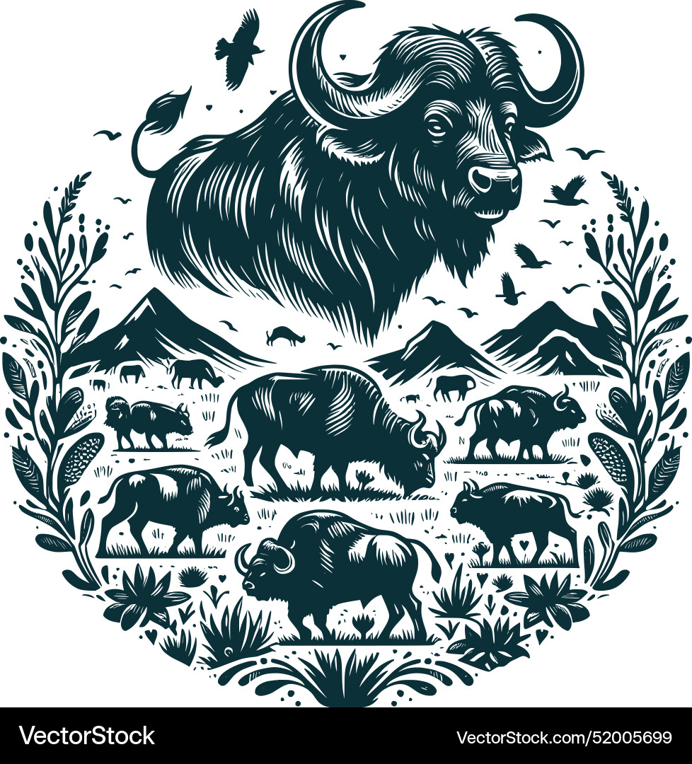 Bison buffalo silhouette svg filesbuffalo Vector Image