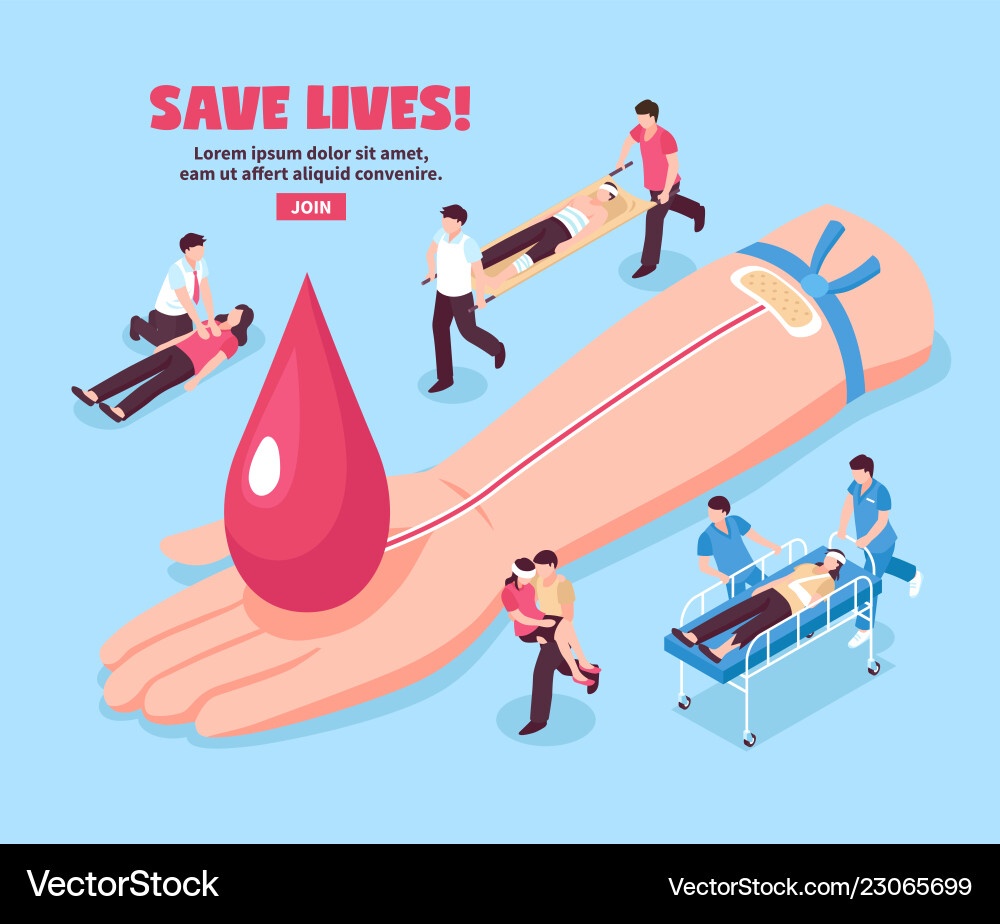 Blood donation isometric concept Royalty Free Vector Image