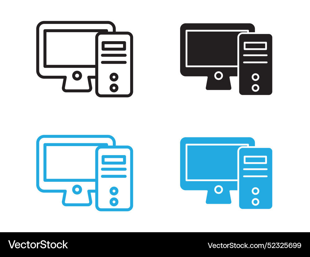Computer icon black and white outline sign Vector Image