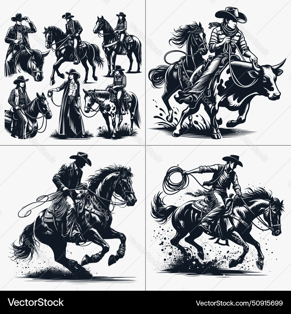 Cowboy and cowgirl bundle file Royalty Free Vector Image