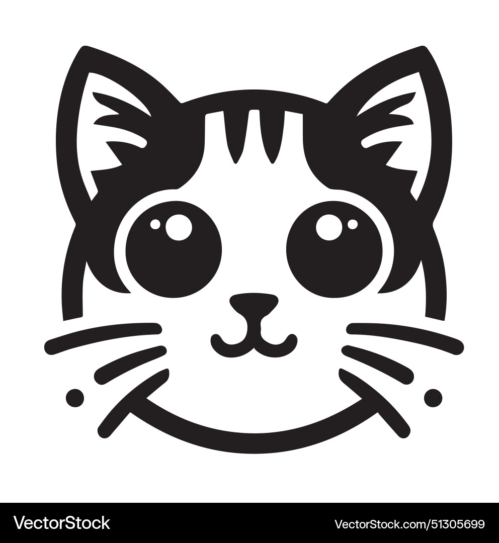Cute kitten face Royalty Free Vector Image - VectorStock