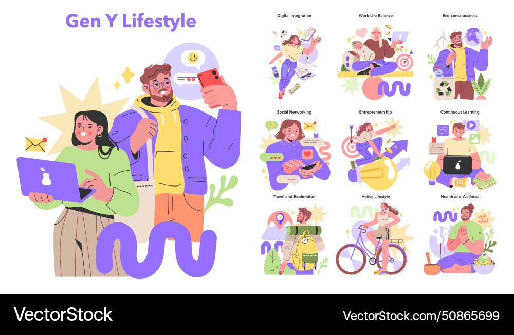Generation y set captures the multifaceted Vector Image