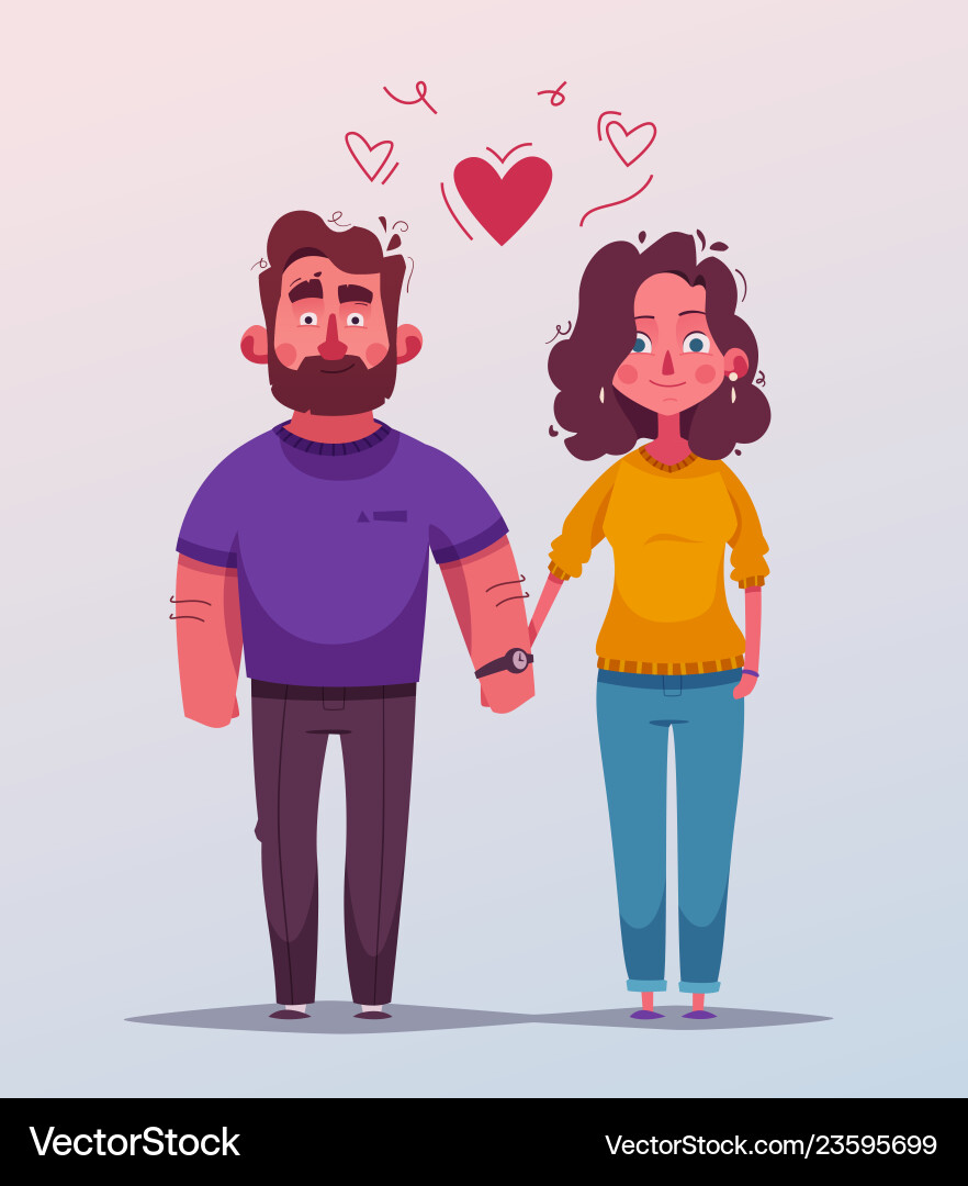 Happy couple character design cartoon Royalty Free Vector