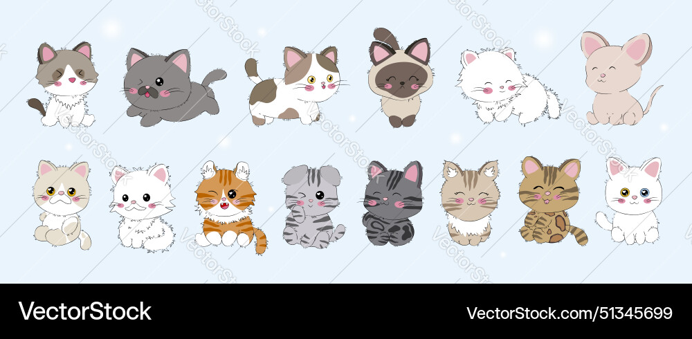 Set of cartoon cats Royalty Free Vector Image - VectorStock