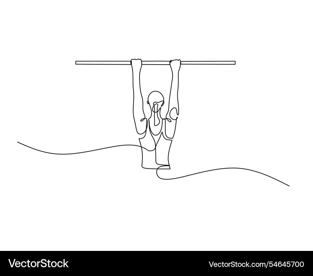 Drawing of a woman performing pull-ups on bar Vector Image