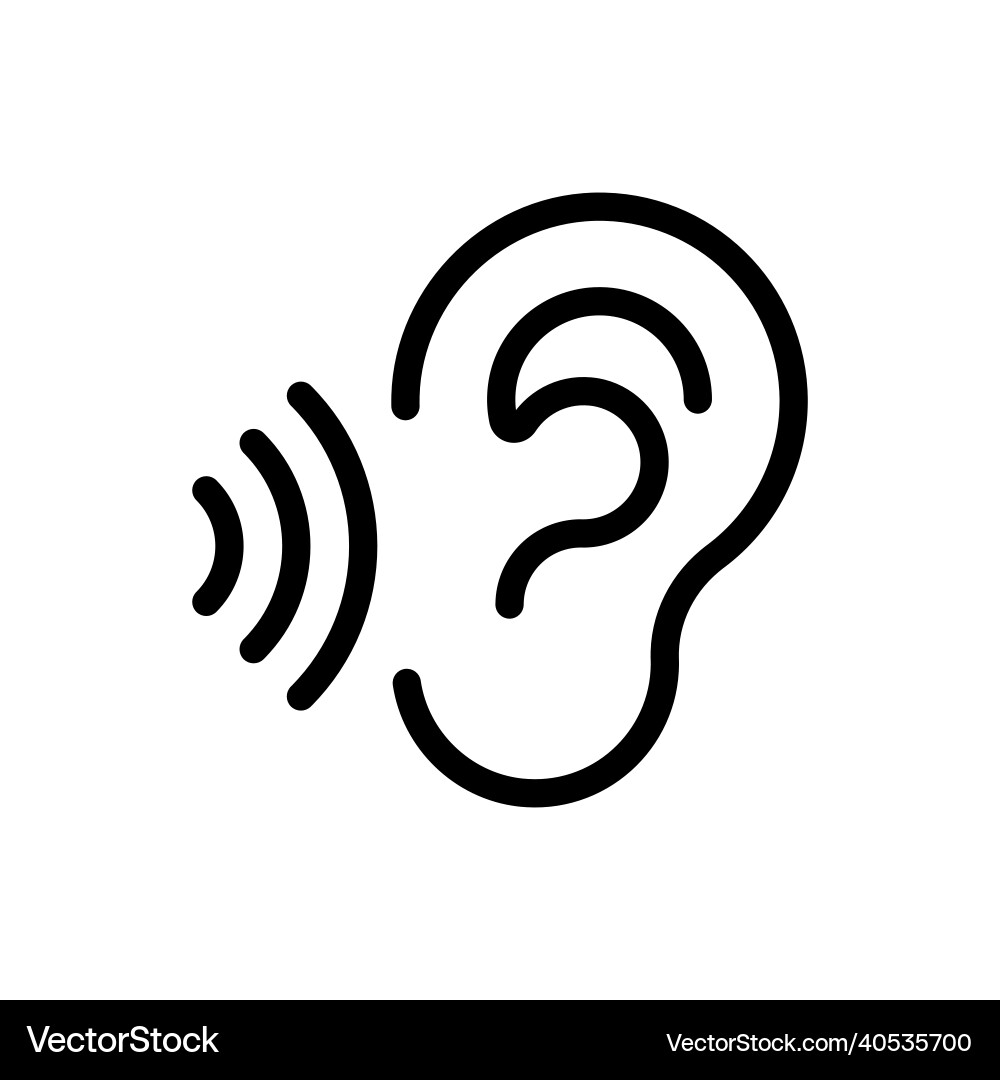 Ear listening hearing audio sound waves icon Vector Image