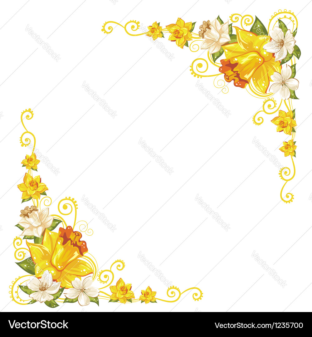 Elegant curves flower corners isolated Royalty Free Vector