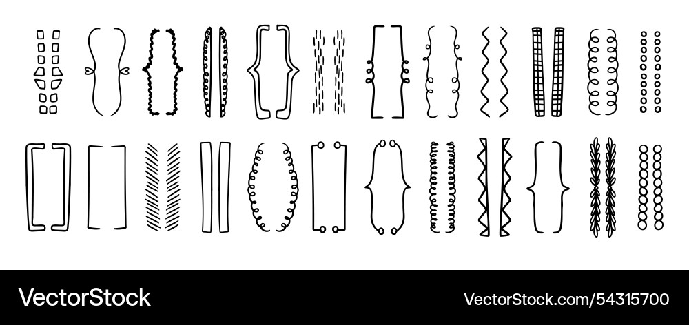 Hand drawn doodle brackets set scribble Royalty Free Vector