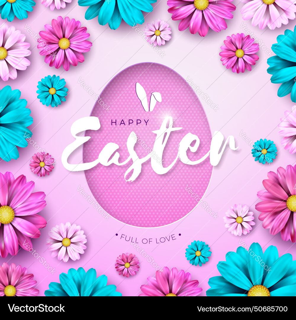 Happy easter holiday design with spring flower Vector Image