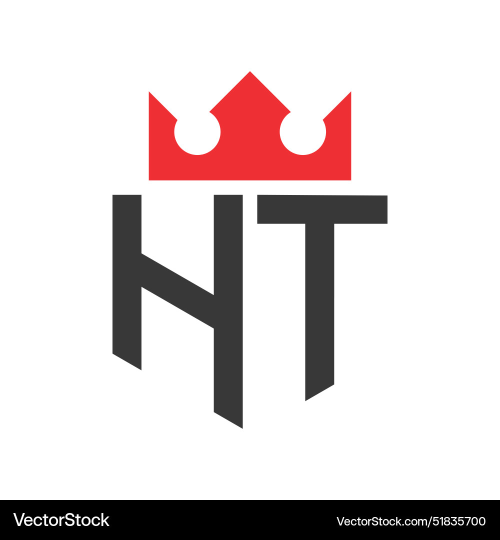 Letter ht crown logo crown on letter ht logo Vector Image