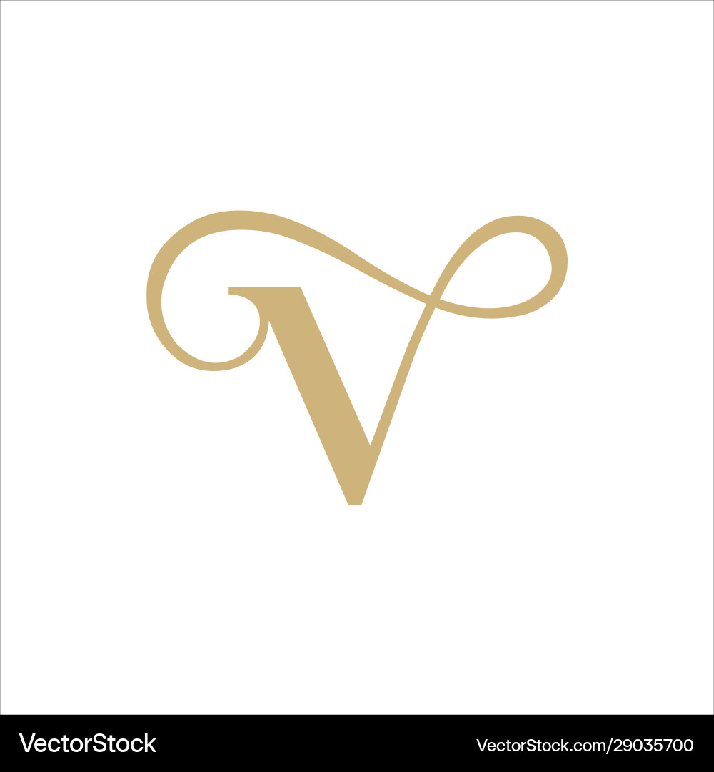 Minimal luxury v initial based golden Royalty Free Vector