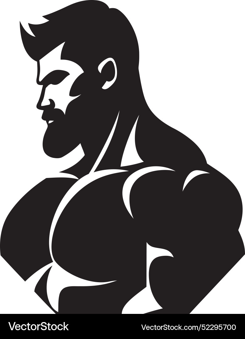 Monochrome muscle black bodybuilder vec Royalty Free Vector