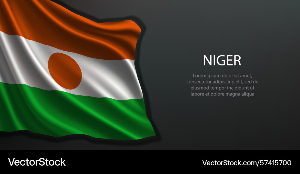 Niger national flag waving on dark background Vector Image