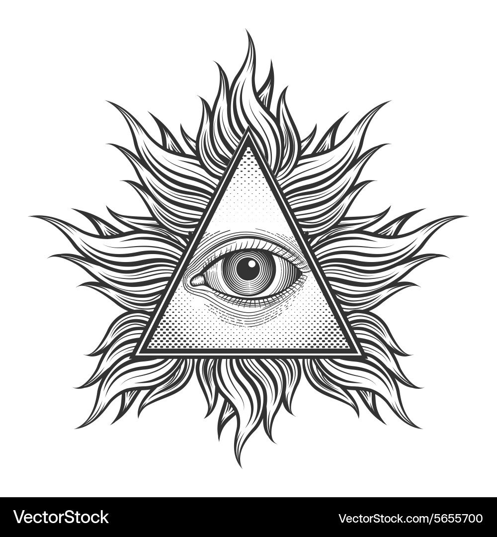 Pyramid Eye Symbol - Masonic & Occult Vector Image