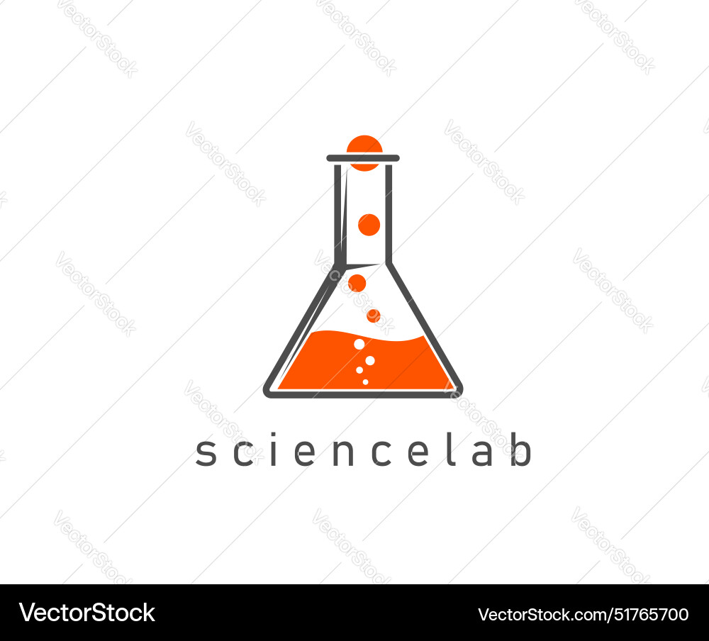 Science lab icon flask filled with orange liquid Vector Image