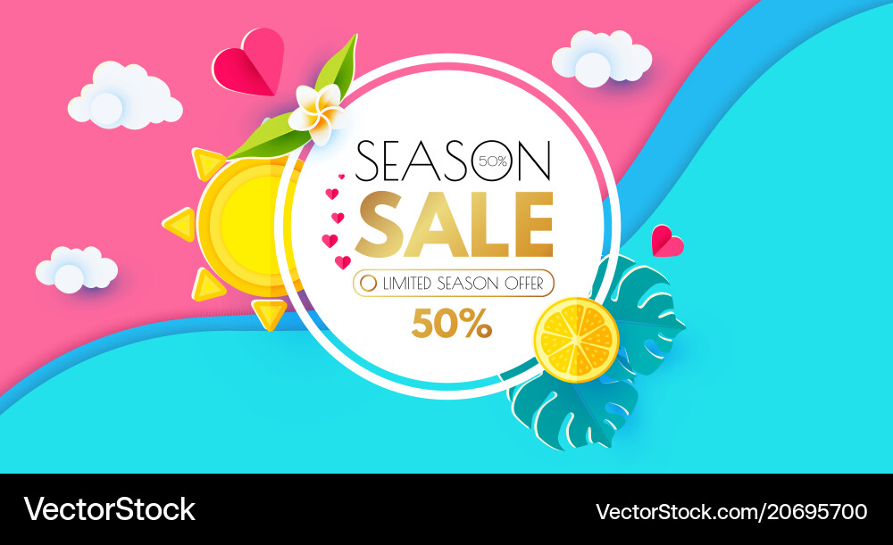 Summer sale layout design template paper art Vector Image