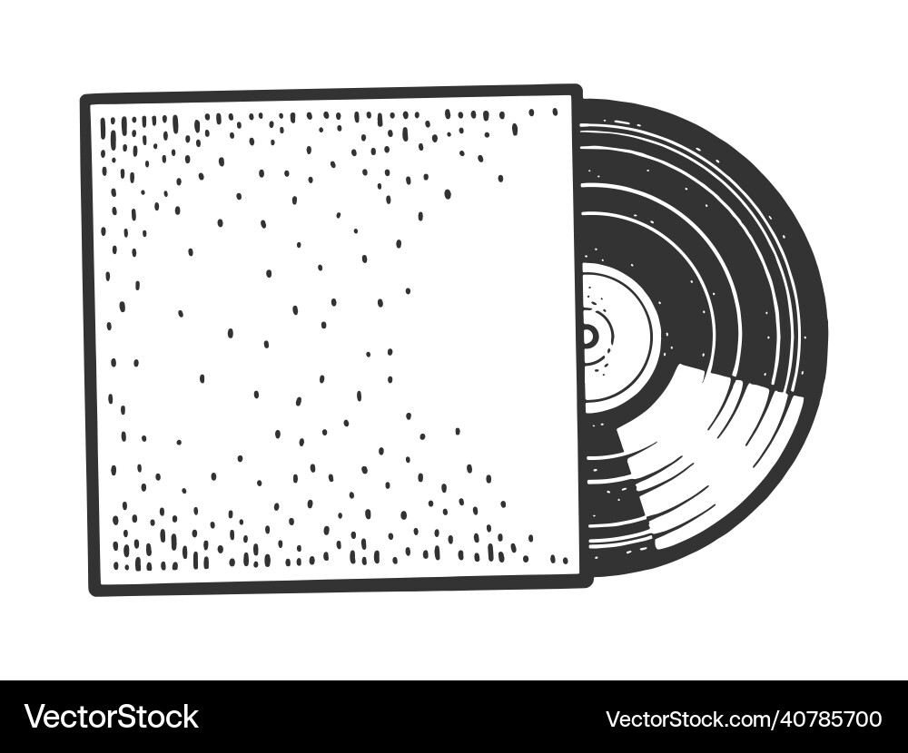 Vinyl record in envelope sketch Royalty Free Vector Image