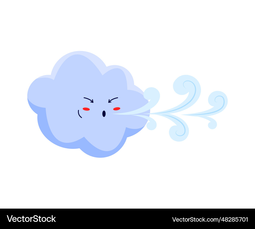 Angry blowing wind funny cartoon character Vector Image