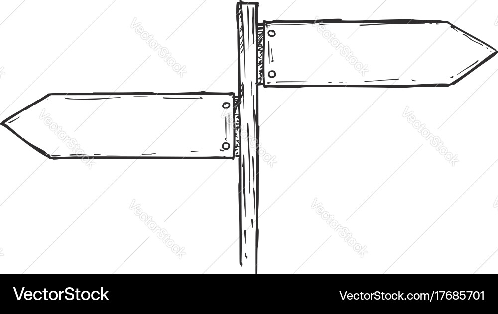 Cartoon empty direction sign with two decision Vector Image
