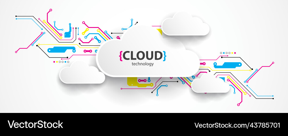 Cloud storage technology integrated digital web Vector Image