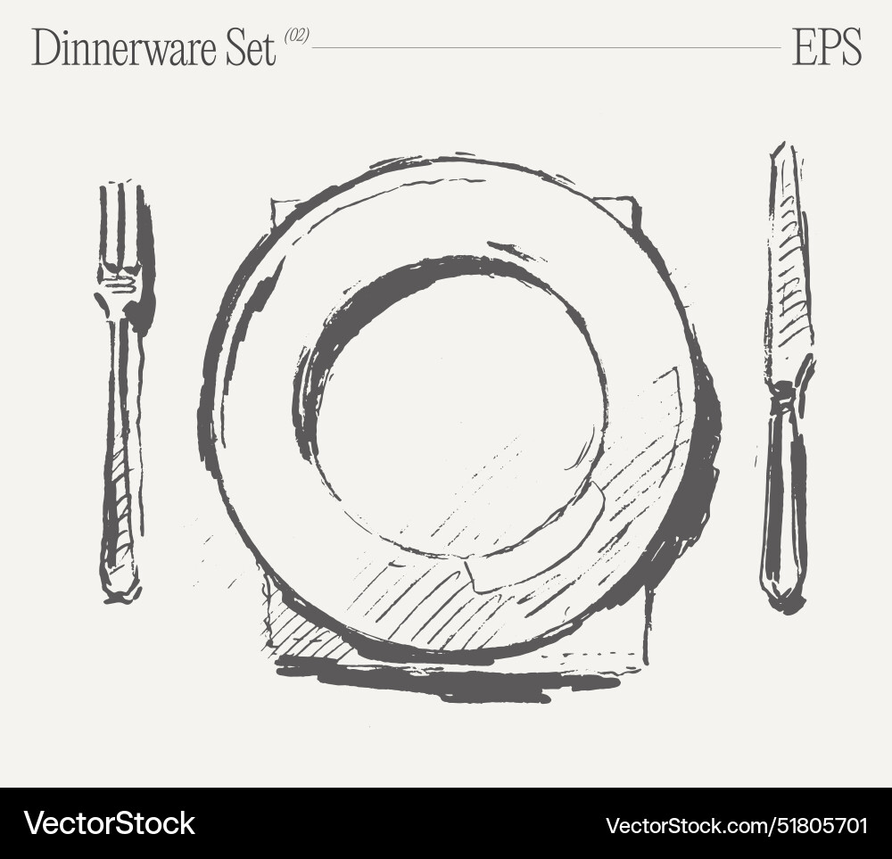 Dinnerware set fork and knife on the table Vector Image