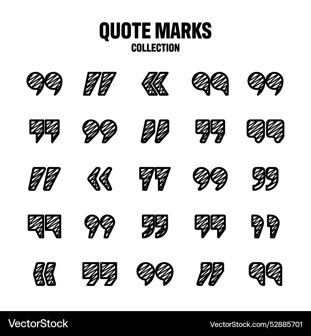 Hatched text quotation marks hand drawn quotes Vector Image