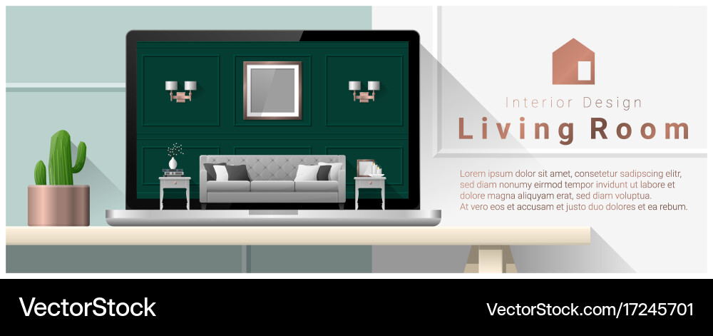 Modern living room interior design background Vector Image