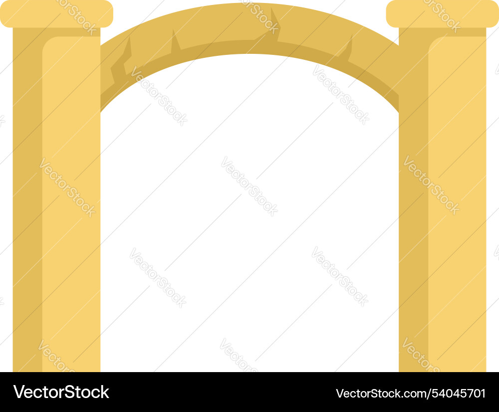 Yellow stone archway connecting two pillars Vector Image