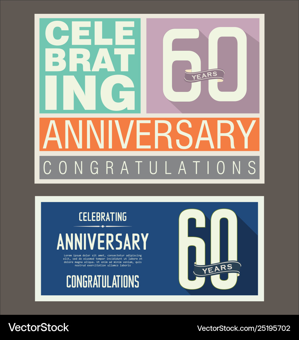 Anniversary retro background 60 years Royalty Free Vector
