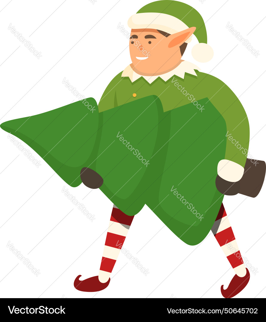Elf take fir tree icon cartoon ready Royalty Free Vector