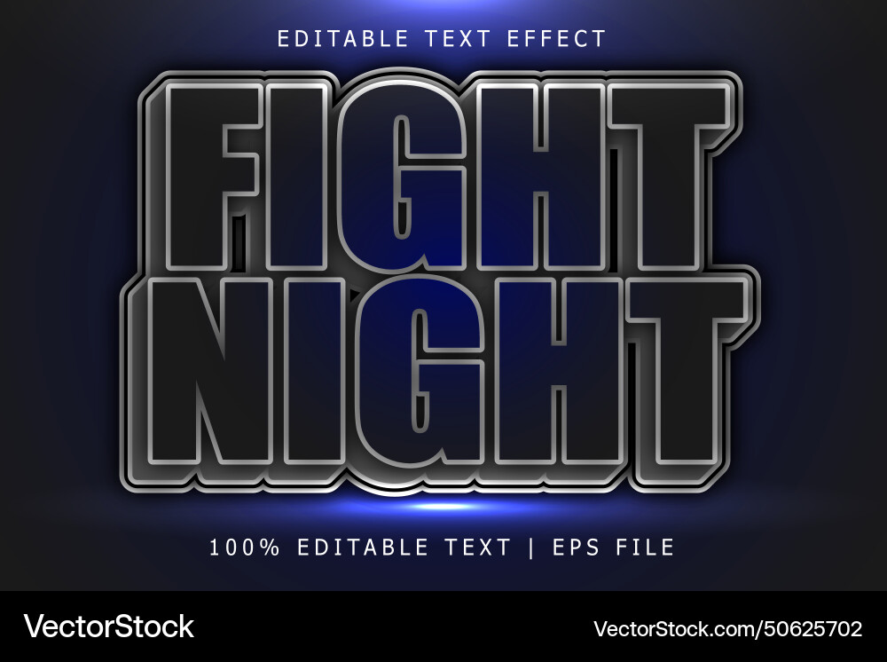 Fight night editable text effect 3 dimension Vector Image