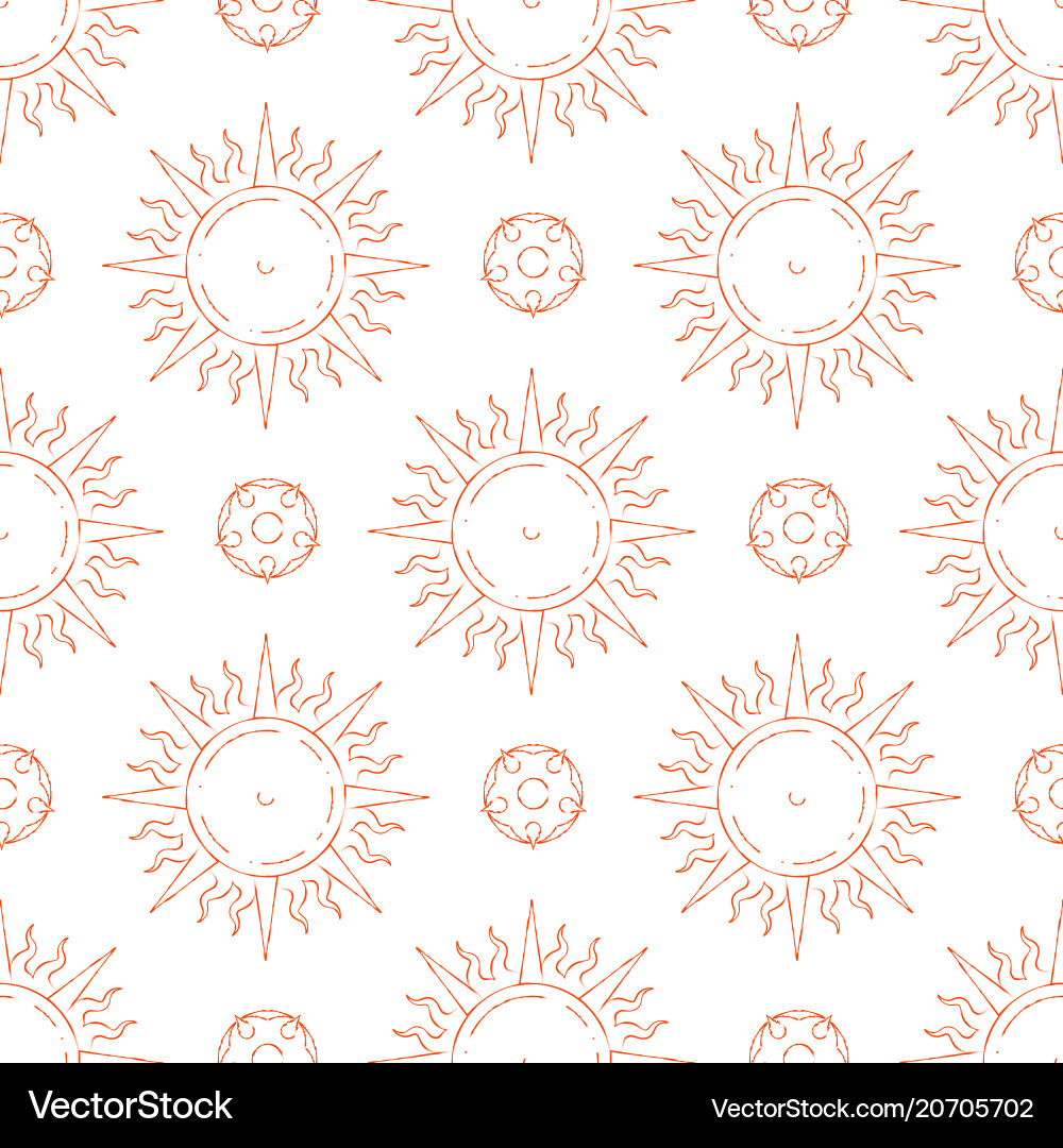 Hand drawn sun seamless pattern Royalty Free Vector Image