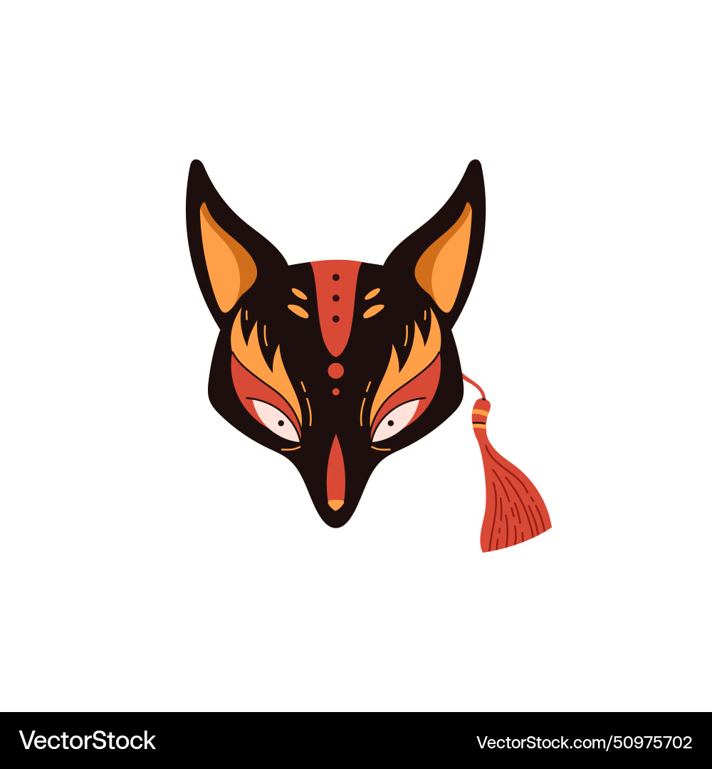 Kabuki-inspired fox mask Royalty Free Vector Image