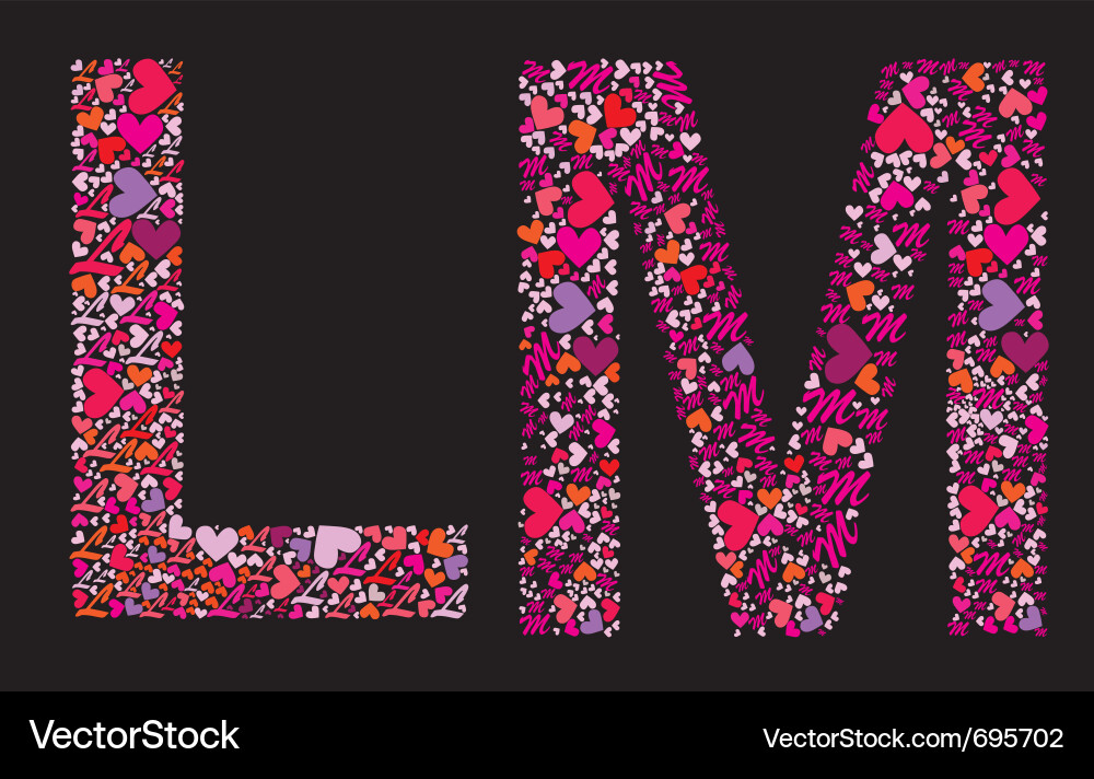 Letter l m valentine alphabet Royalty Free Vector Image