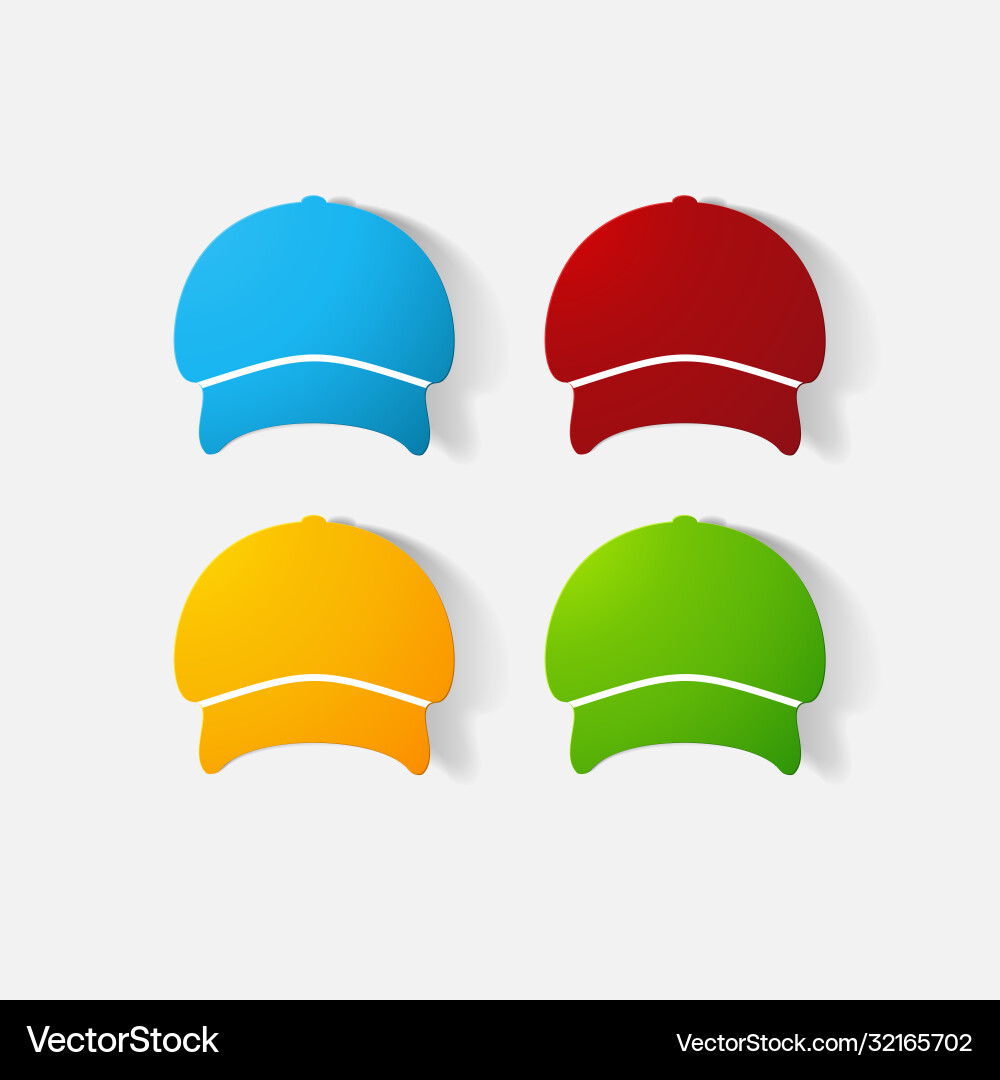 Paper clipped sticker headgear cap Royalty Free Vector Image