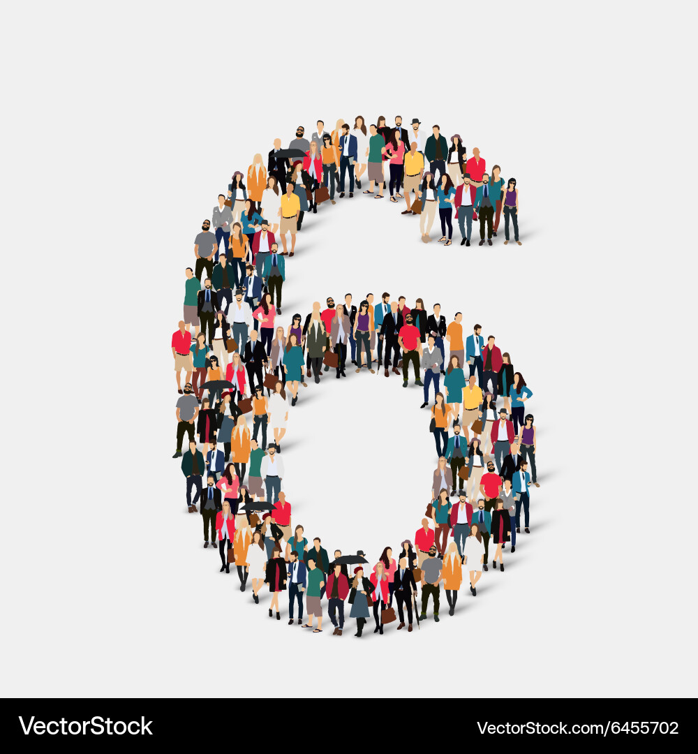 People Forming Number Six Royalty Free Vector Image